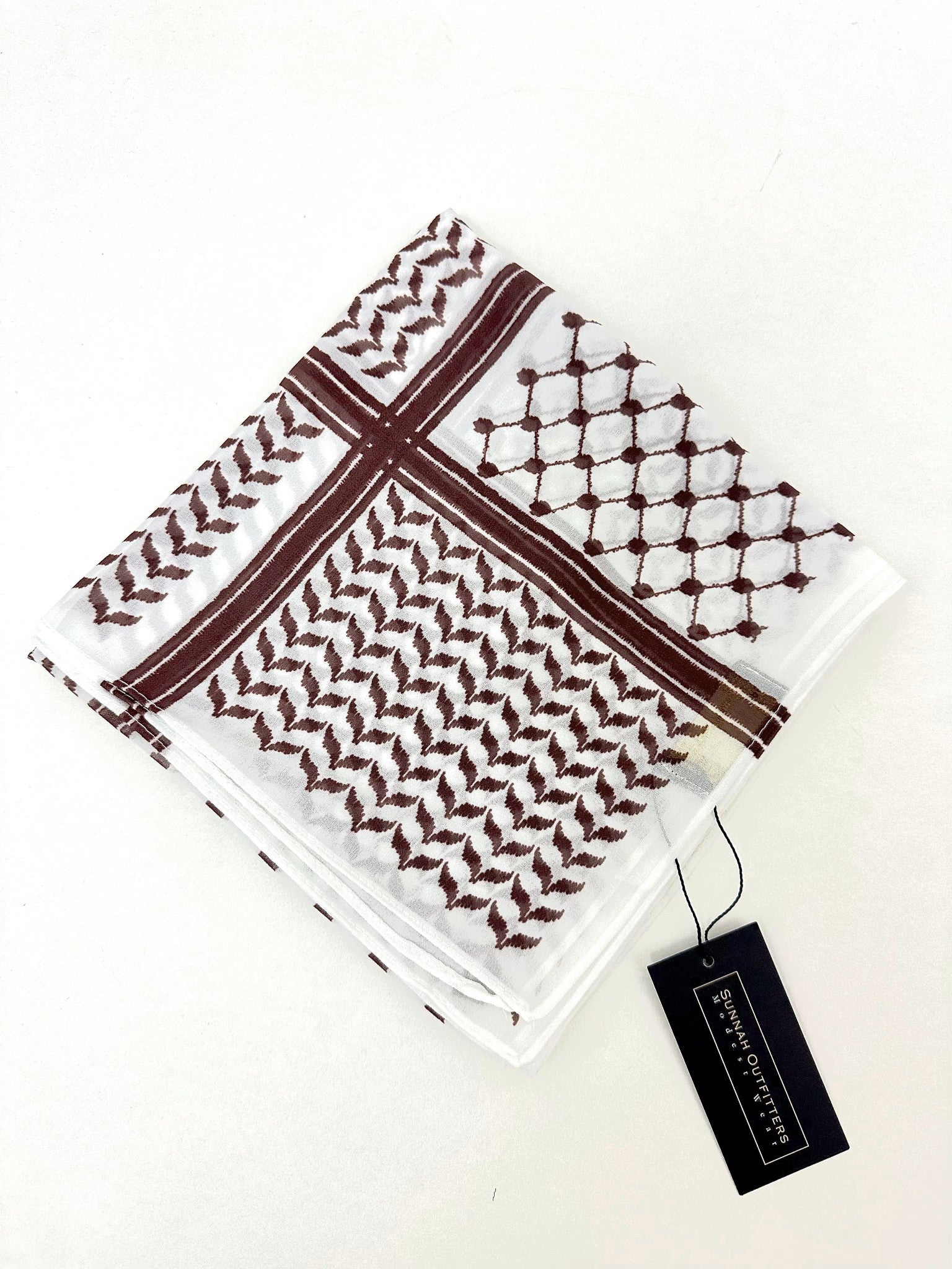 Keffiyeh Print Chiffon - Brown – sunnahoutfitters
