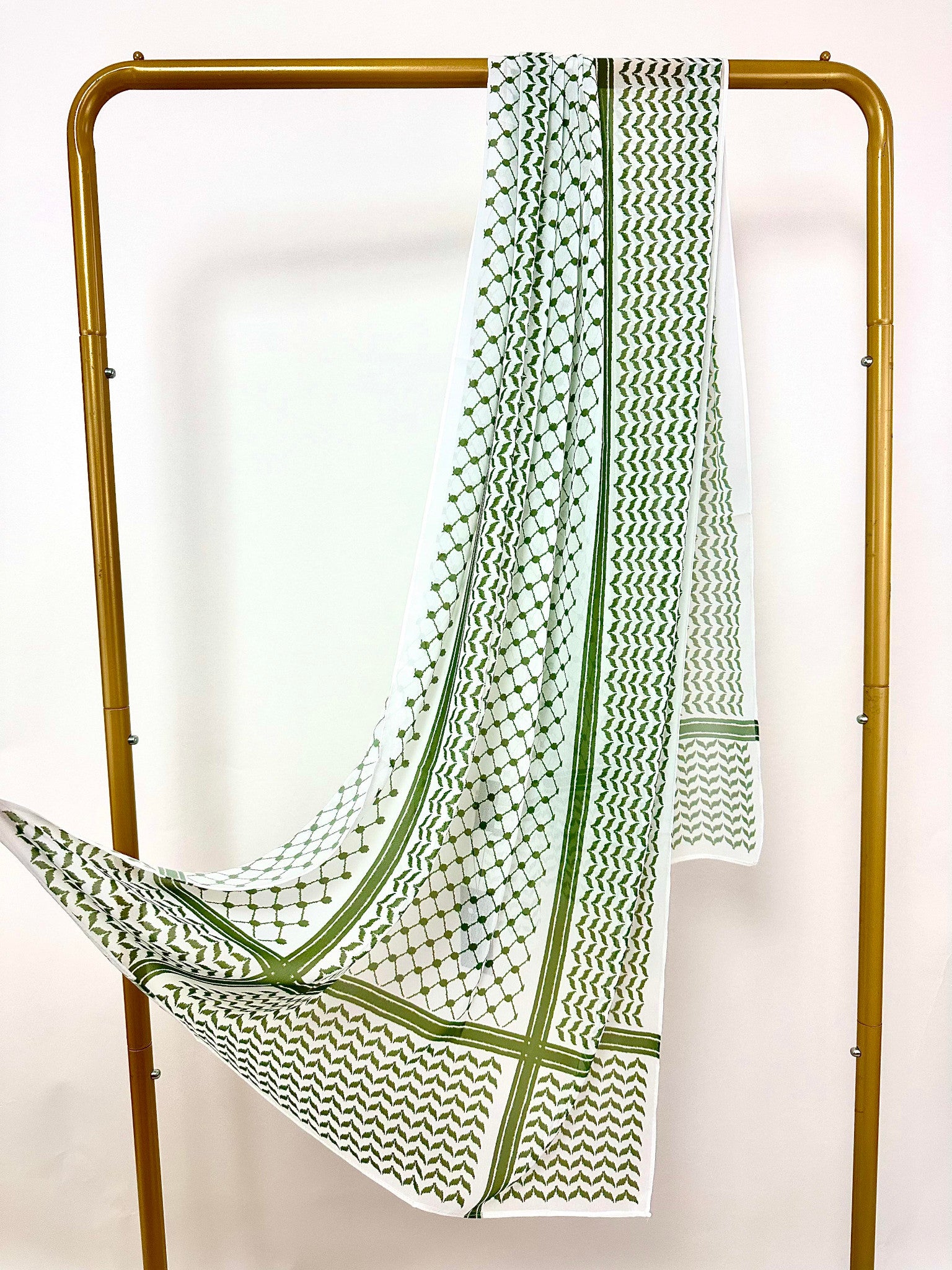 Keffiyeh Print Chiffon - Green – sunnahoutfitters